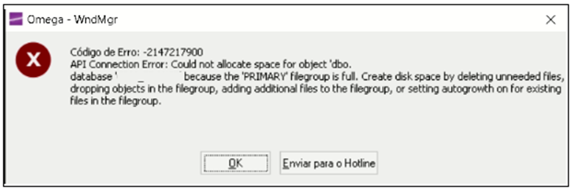 Could Not Allocate Space For Object In Database Because The Primary Filegroup Is Full Abc71